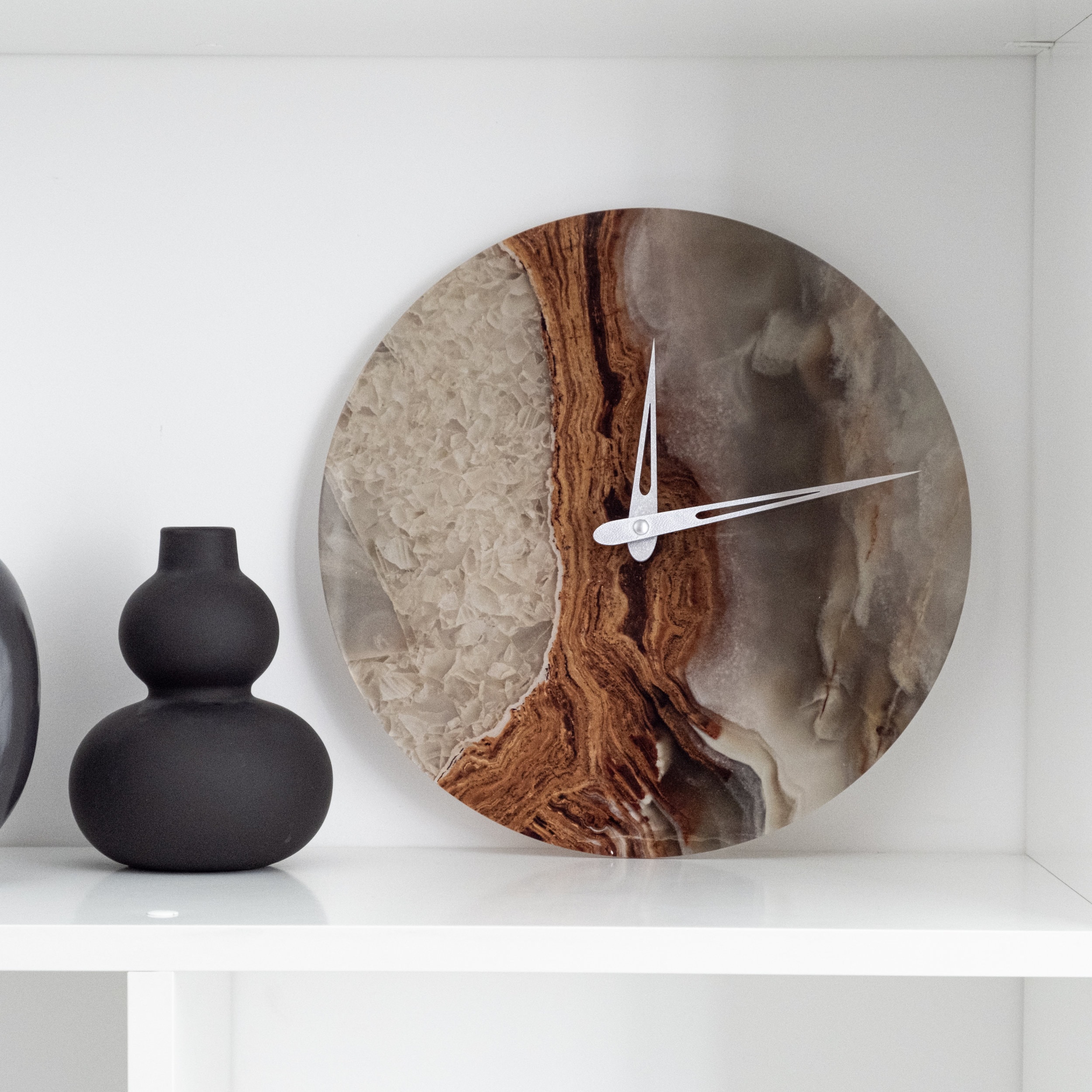 Agate Marble Wall Clock, Fluid Art Wall Clock, Epoxy Resin Wall Clock ...