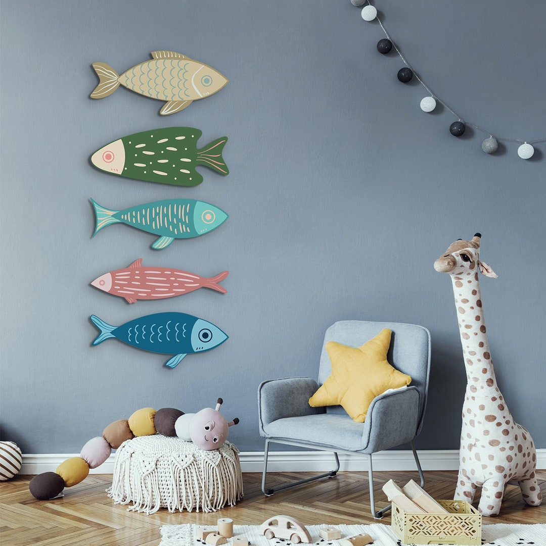 Nursery Fish Decor, Fish Wood Wall Art, Ocean Fish Art, Ocean Kids Room ...