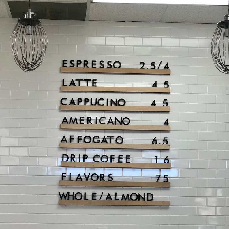 Wooden Menu Board Oak Menu Board Wall Letters Menu - Etsy