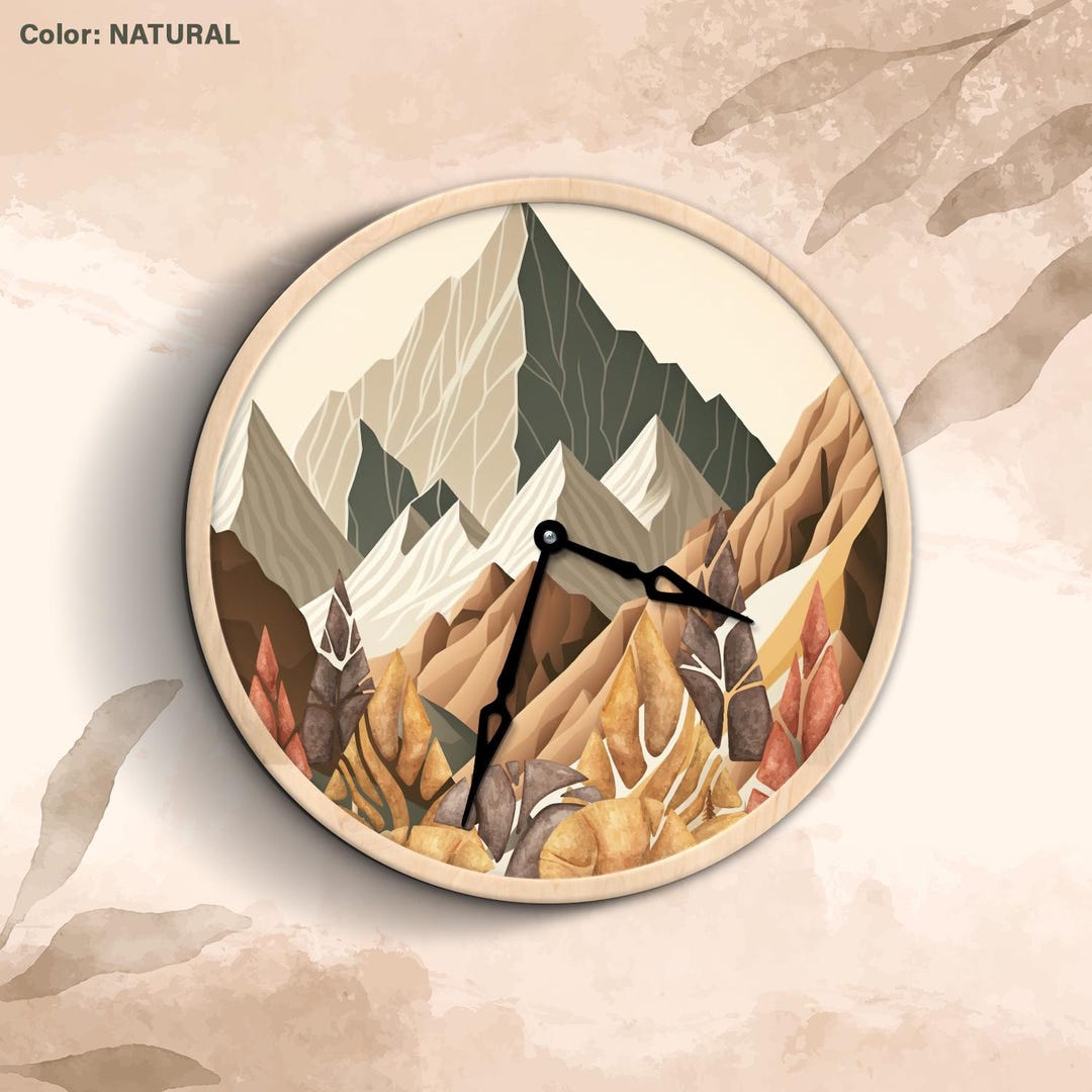 Mountain Wall Clock, Forest Wall Clock, Nature Wall Clock, Farmhouse ...