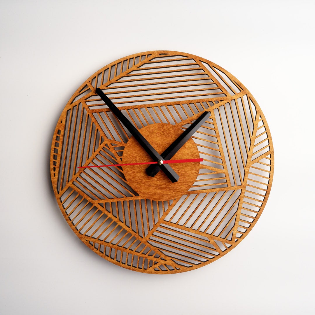 Geometric Wall Clock, Wall Clock Minimalist, Modern Wall Clock Wood ...