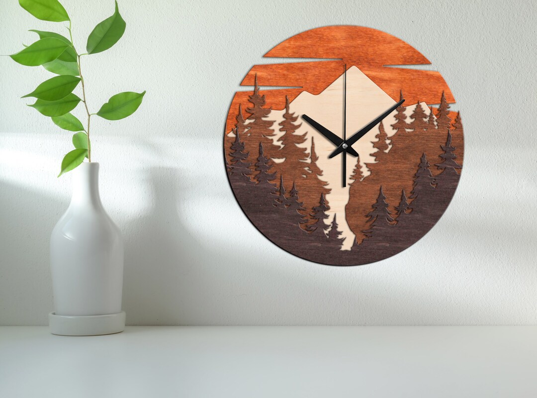 Mountain Wall Clockmountain Clockmountain Wood Wall - Etsy