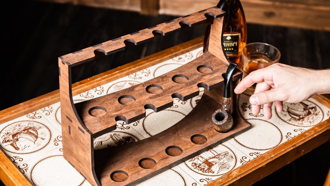 Wooden Pipe Stand, Tobacco Pipes Storage, Smoking Pipe Holder, Pipes ...