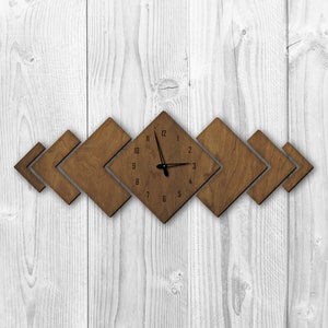 Diamond Shaped Clock, Horizontal Clock, Geometric Wall Clock, Mid ...