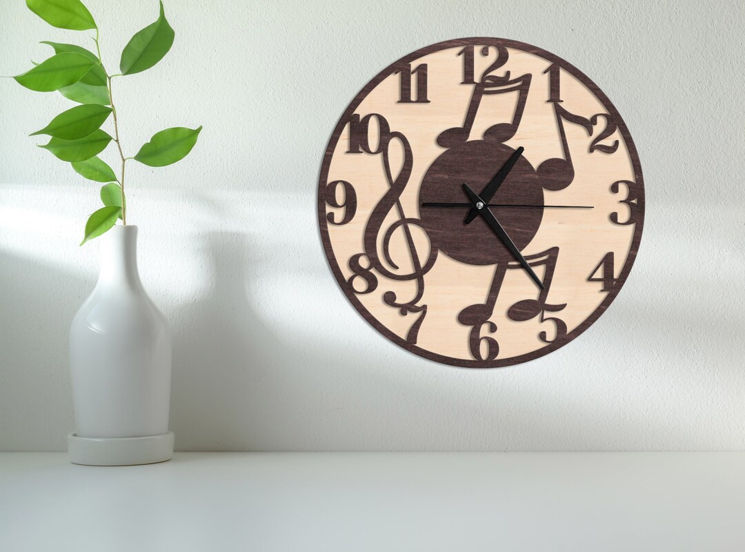 Music Note Clock,music Note Wall Decor,music Wall Clock,wood Wall Clock ...