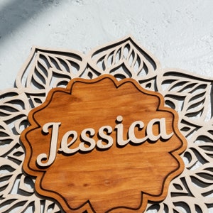 Mandala Name Sign, Custom Mandala Wall Art, Flower Mandala Name Decor ...