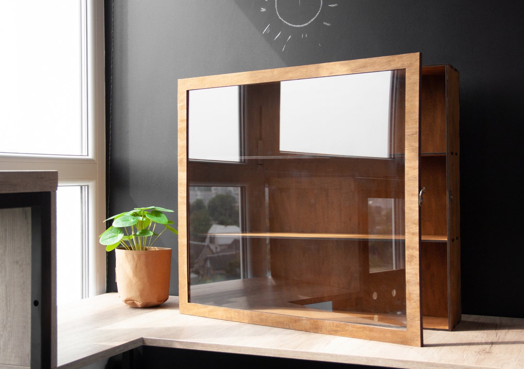 Wood wall display cases store
