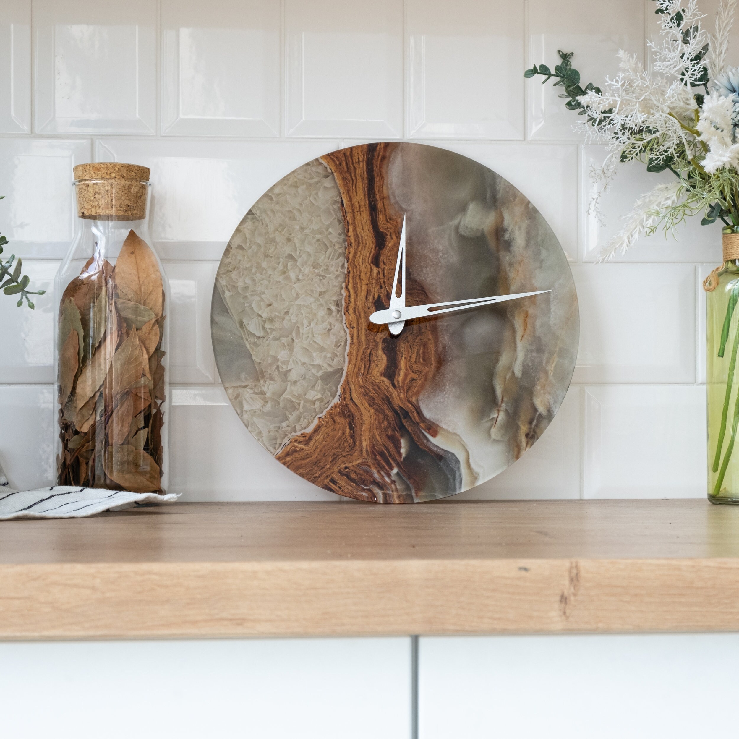 Agate Marble Wall Clock, Fluid Art Wall Clock, Epoxy Resin Wall Clock ...