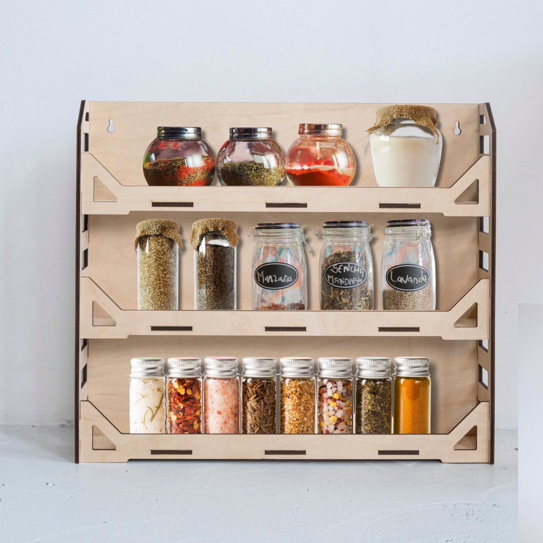 Spice Rack Cabinet, Wall Spice Rack, Spice Jar Shelf, Storage for Spice ...