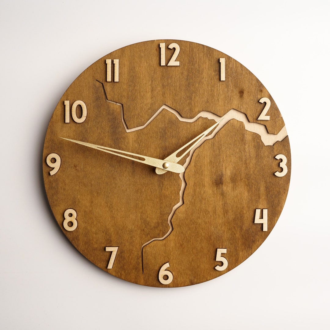Wall Clock Modern, Wall Clock Large, Wood Wall Clock Unique, Kitchen ...