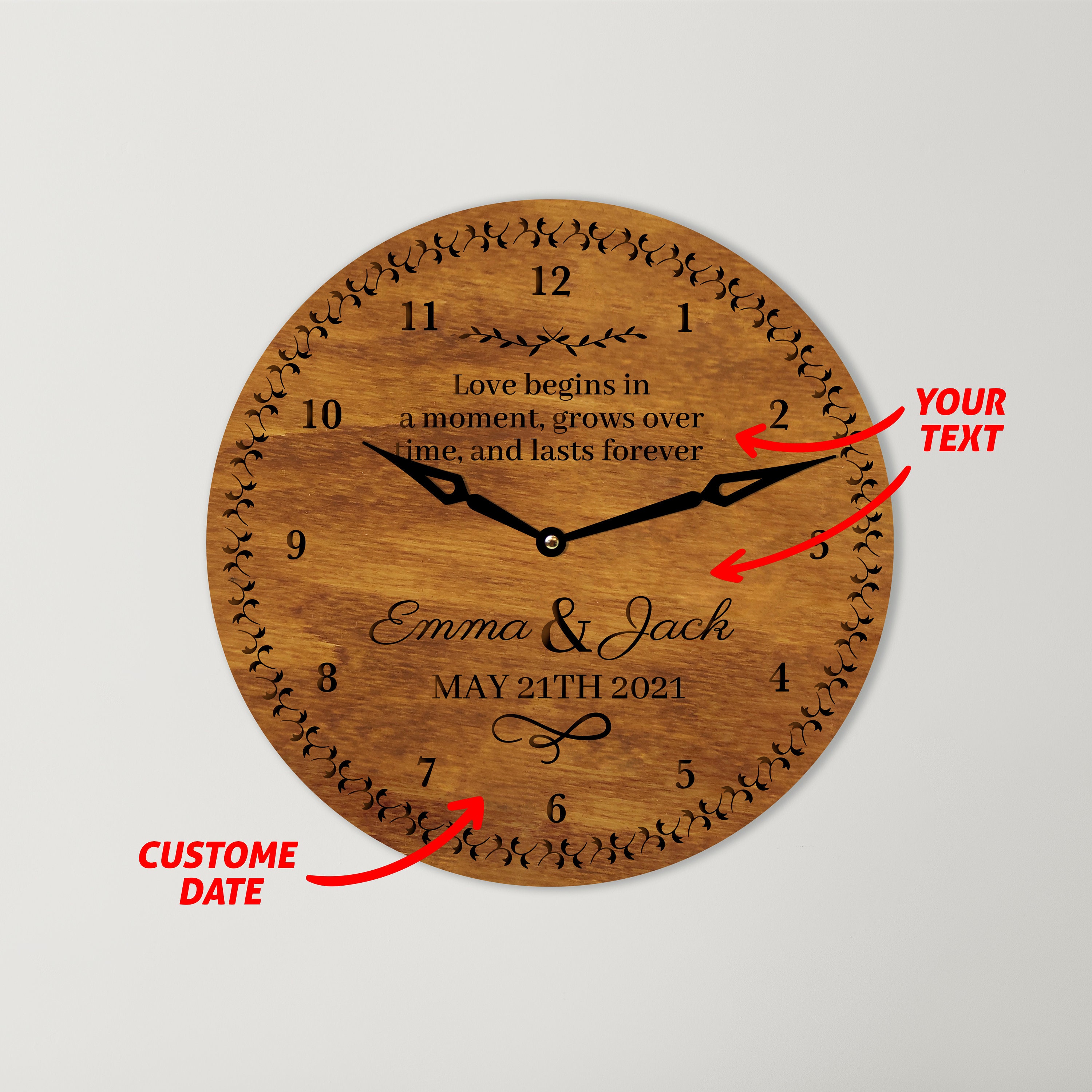 Personalized Wedding Gift for Couple, Custom Wedding Clock Gift, New ...