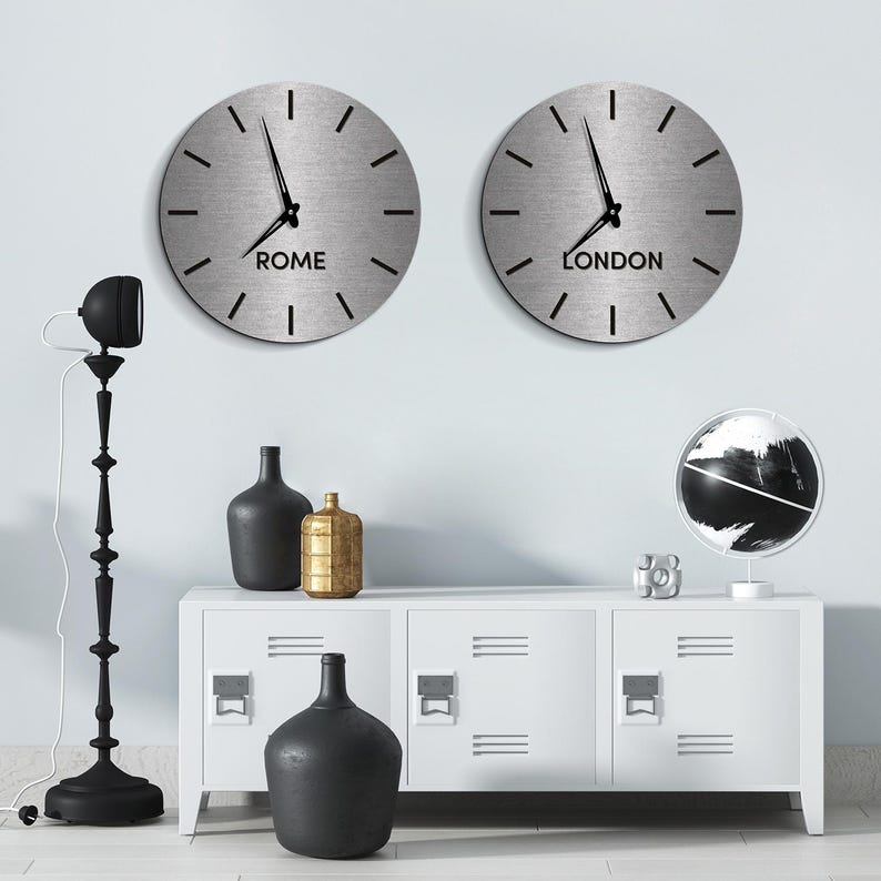 Multi Time Zone Clock, City Wall Clock Custom, World Time Zone Clock ...