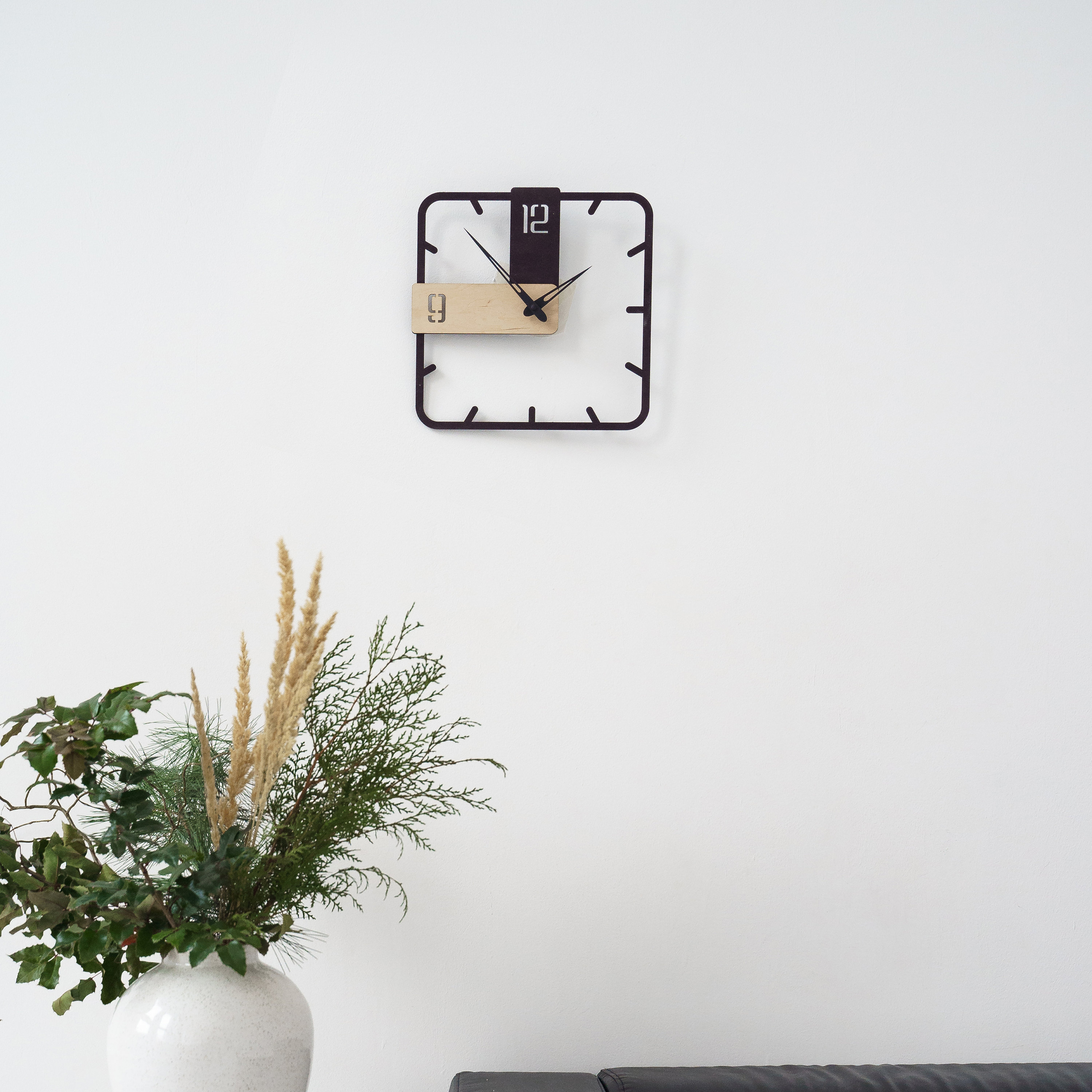 Square Wood Wall Clock, Minimalist Wall Clock, Nordic Wall Clock ...