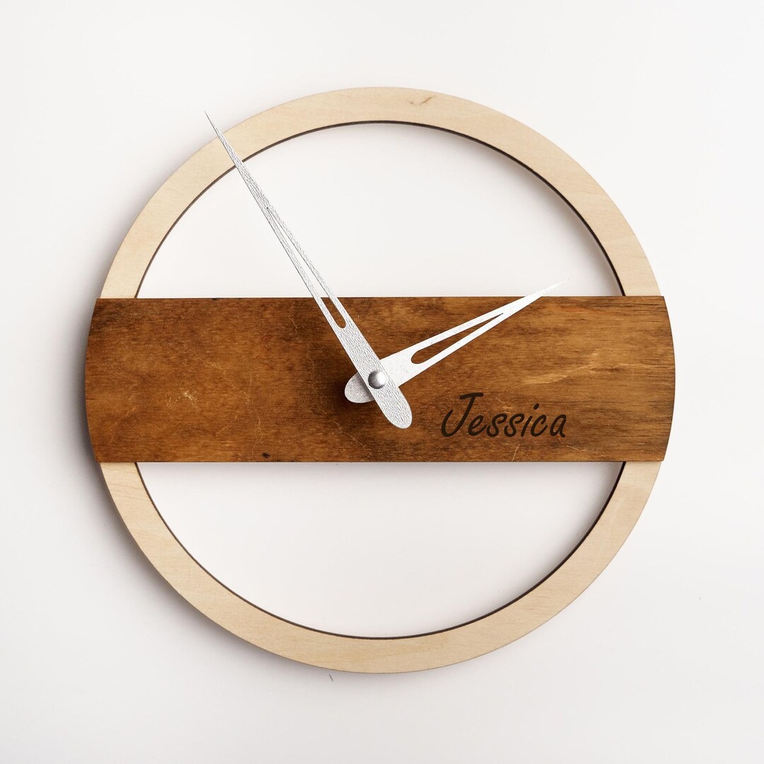 Custom Wood Clock, Minimalist Wall Clock, Modern Wall Clock, Geometric ...