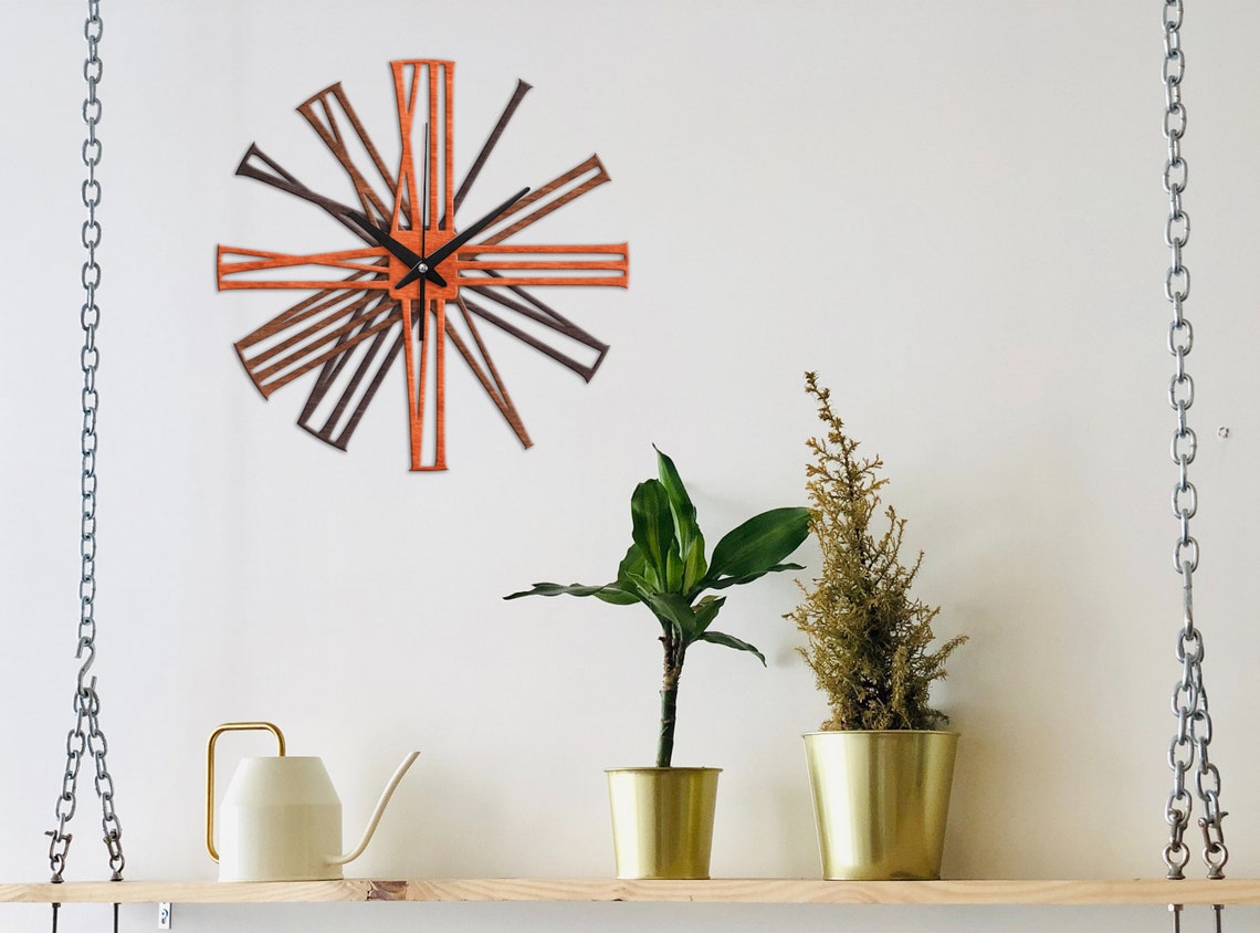 Wall Clock Roman Numeralswood Wall Clockwooden Wall - Etsy