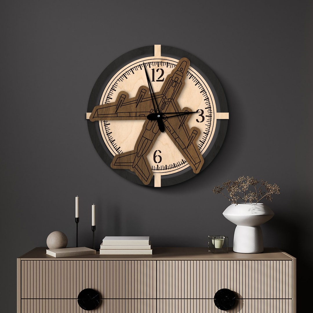 RC 135 Clock, Airplane Clock, Military Wooden Gifts, Pilot Gifts for ...