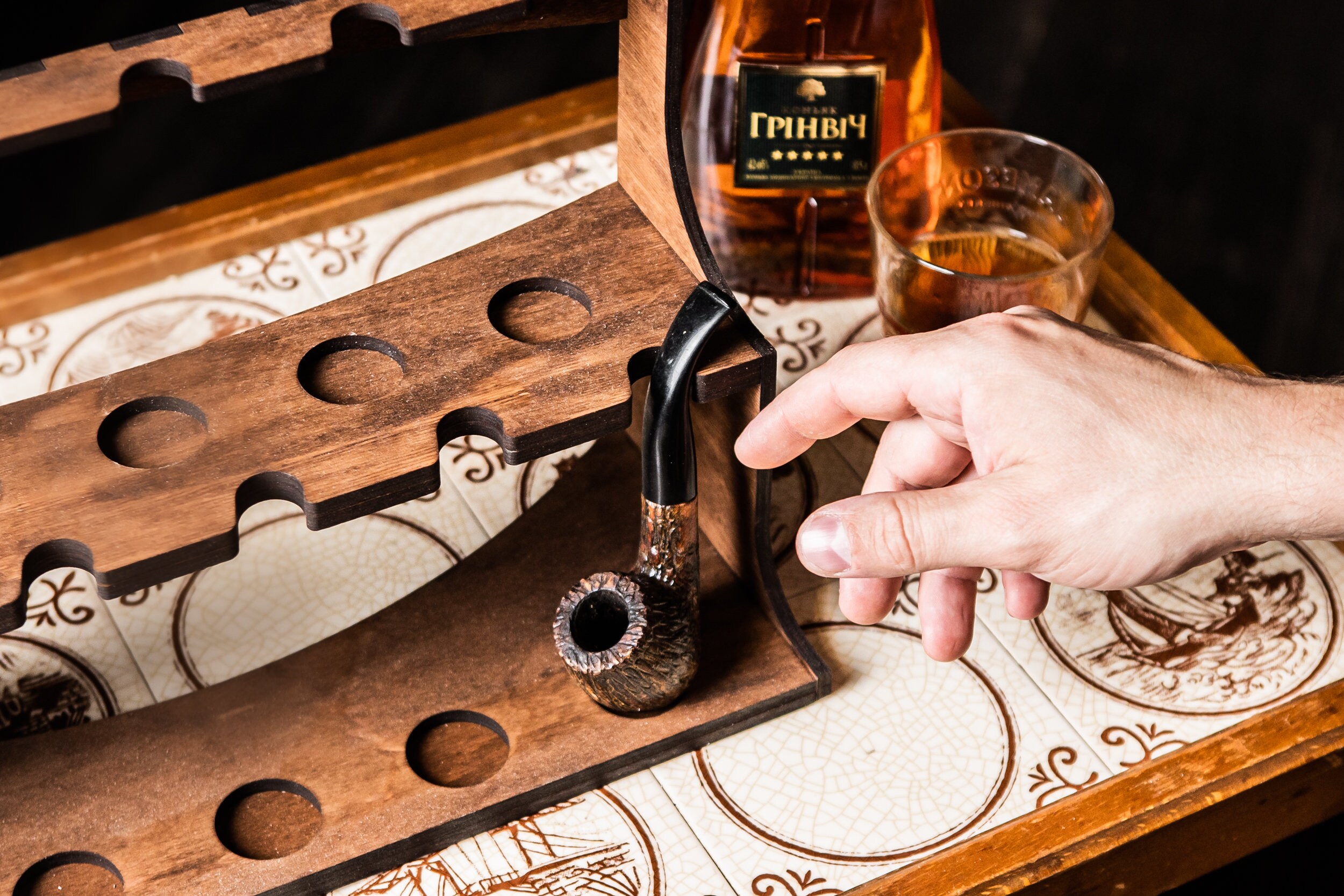 Wooden Pipe Stand, Tobacco Pipes Storage, Smoking Pipe Holder, Pipes ...