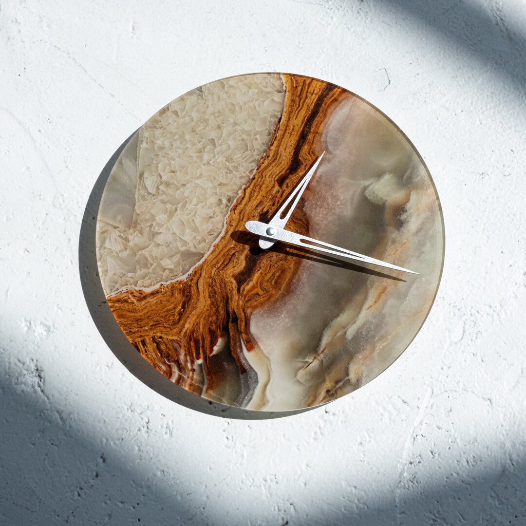 Crystal Clock, Agate Clock, Marble Wall Clock, Epoxy Wall Clock, Modern ...