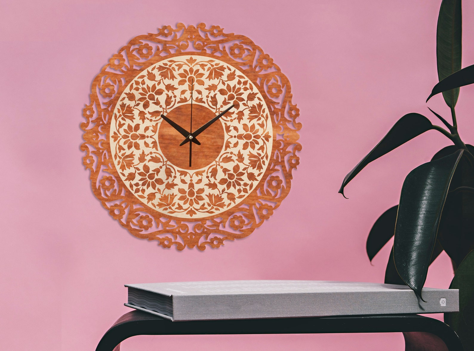 Wall Clock Flowerlarge Wall Clock Flowerwall Clock - Etsy