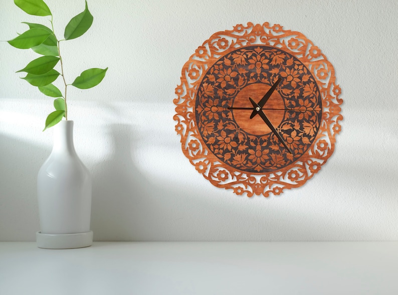 Wall Clock Flowerlarge Wall Clock Flowerwall Clock | Etsy