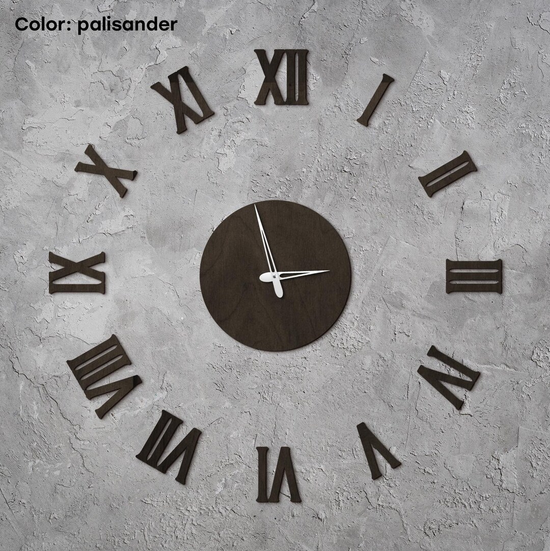 Large Wood Clock Wall, Clock With Separated Numbers, Roman Numeral Wall ...