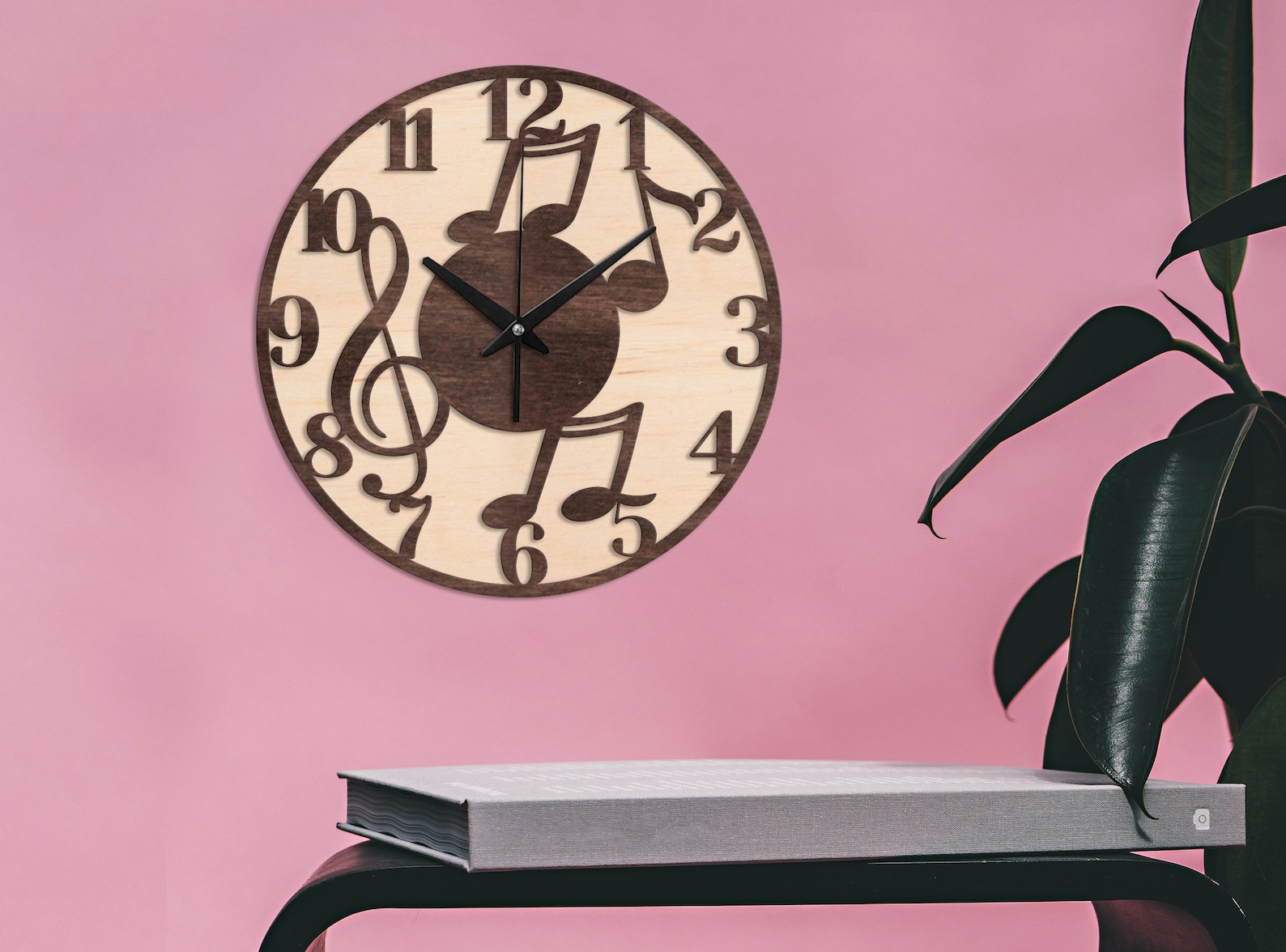 Music Note Clockmusic Note Wall Decormusic Wall Clockwood | Etsy