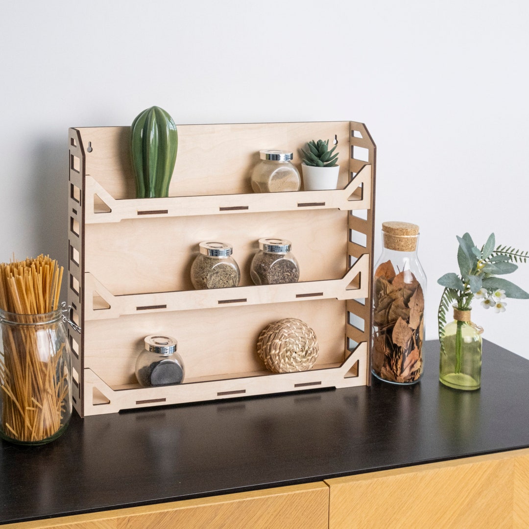 Spice Rack Wall Mount Wood, Spice Rack Cabinet Organizer, Spice Shelf ...