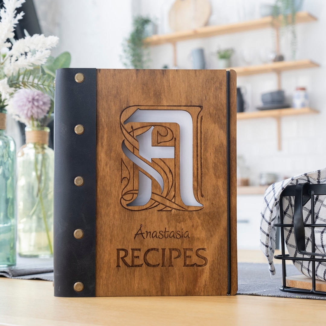 Recipe Book Binder Cover, Cookbook Binder Personalized, Wood Recipe ...
