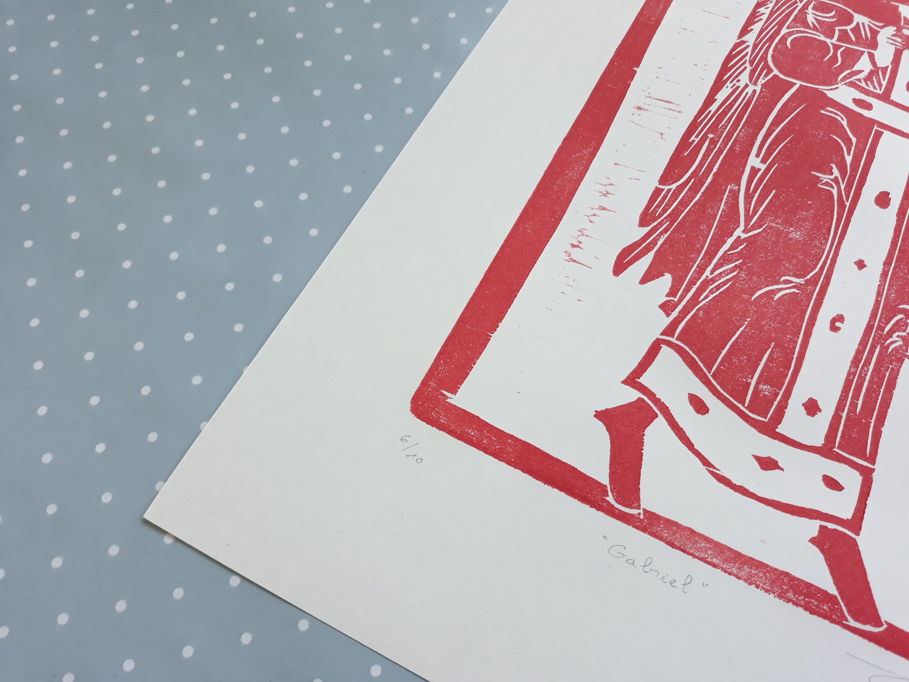 Hand Printed Woodcut gabriel Angel From an Old - Etsy UK