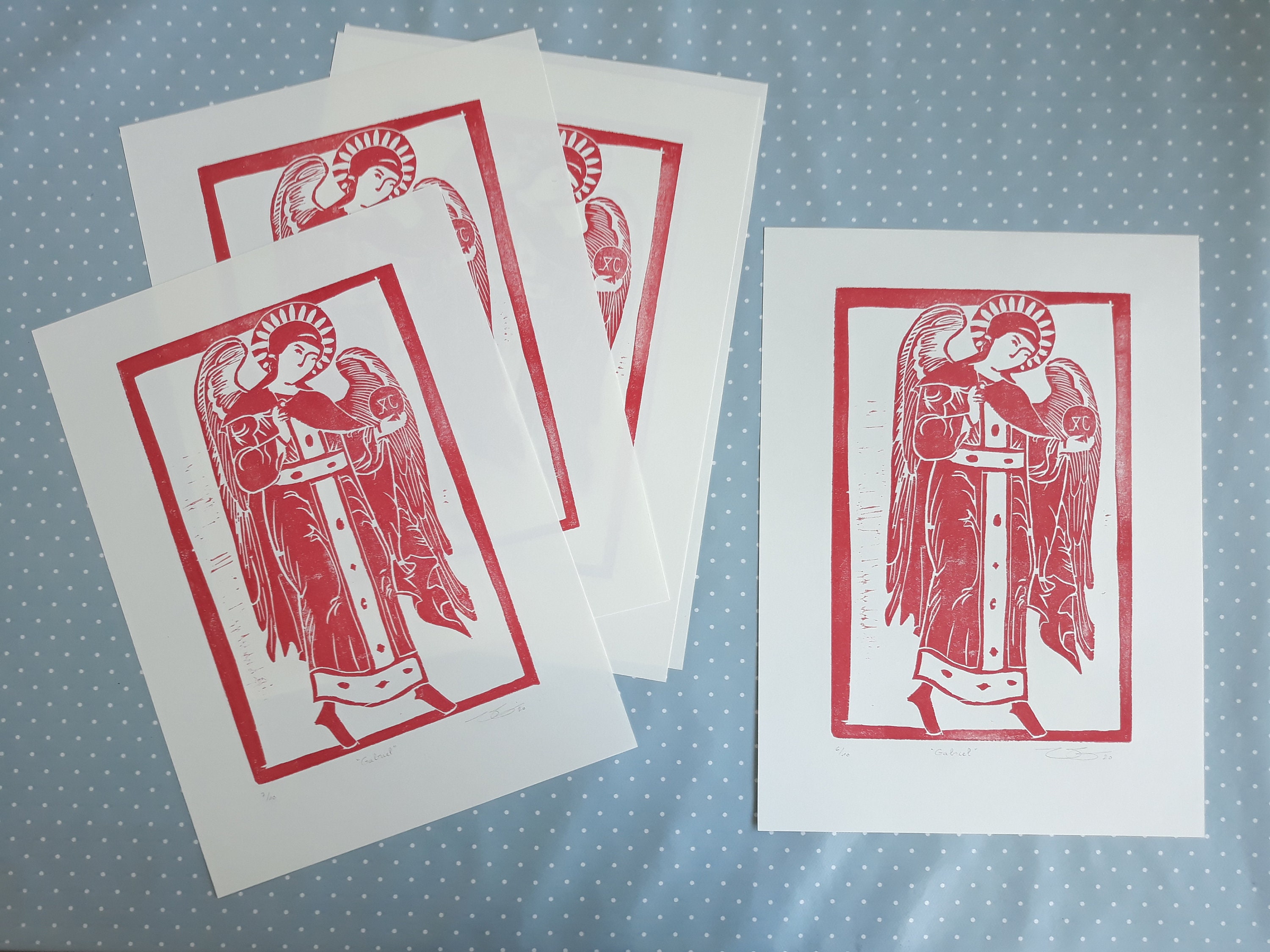 Hand Printed Woodcut gabriel Angel From an Old - Etsy UK