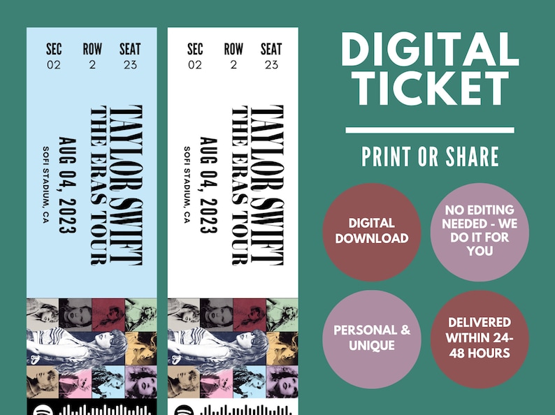 Taylor Swift the Eras Tour Tickets Personalised Digital - Etsy Ireland