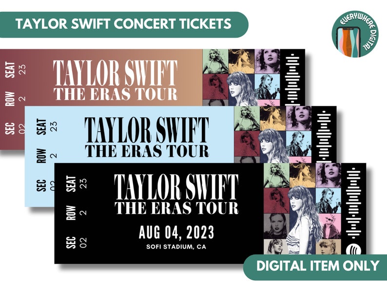 Taylor Swift the Eras Tour Tickets Personalised Digital - Etsy