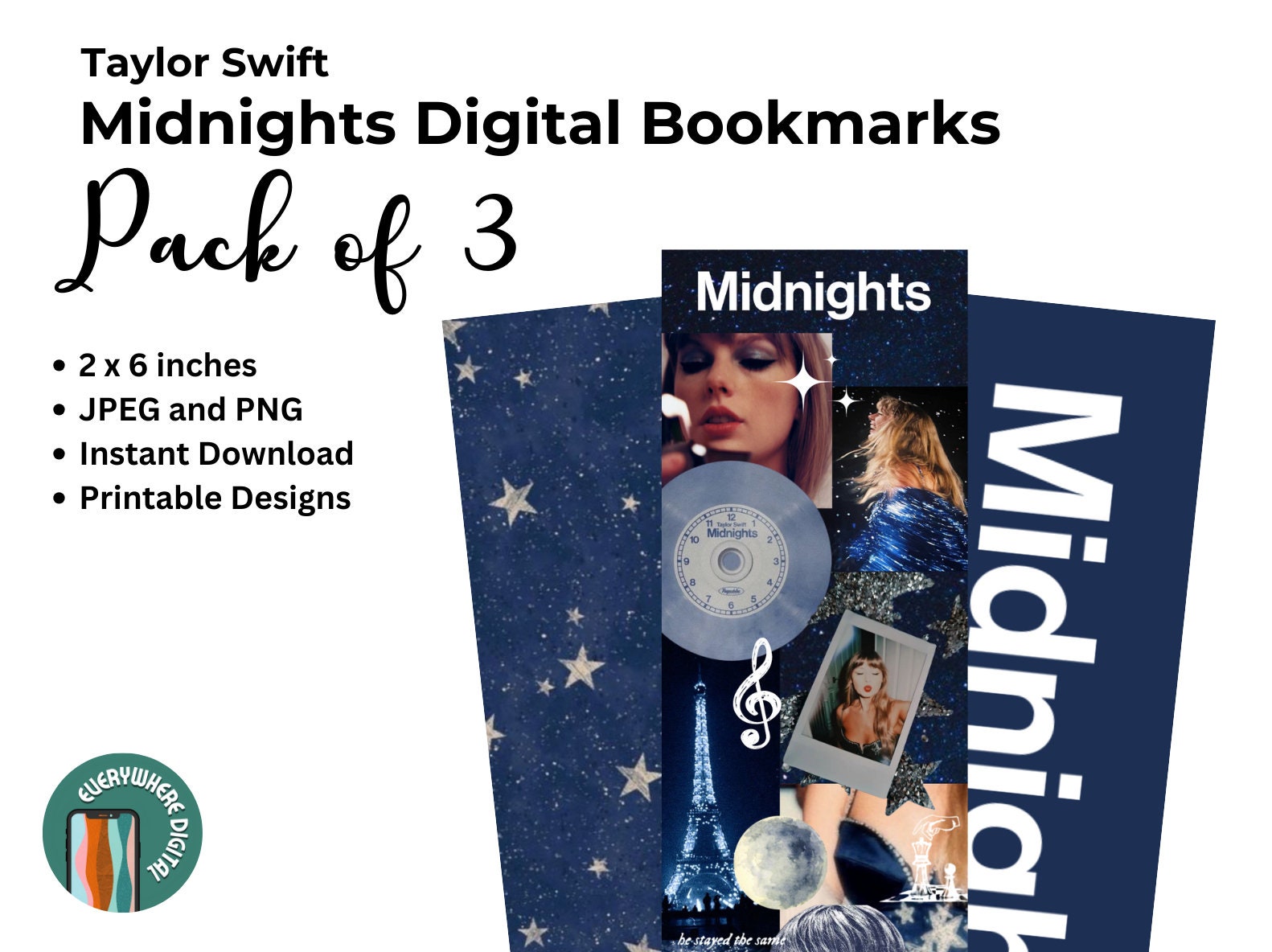 Taylor Swift Midnights Album Printable Bookmarks Digital Download ...