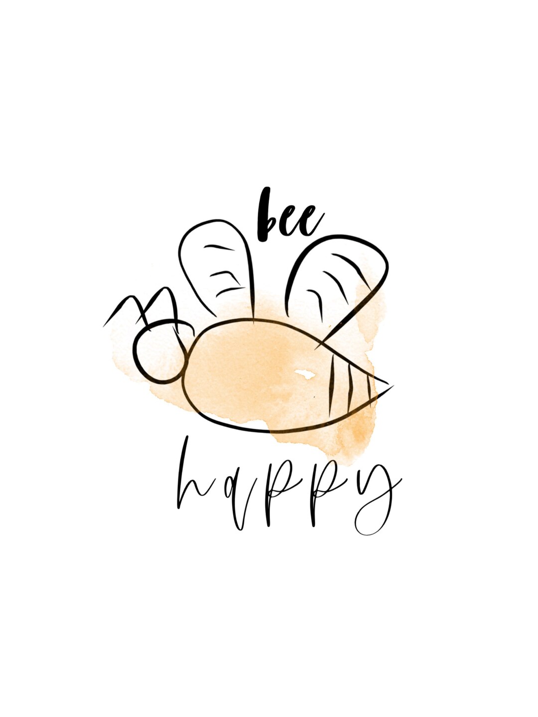 BEE HAPPY YELLOW Digital Download Inspirational Wall Art Quote Poster ...