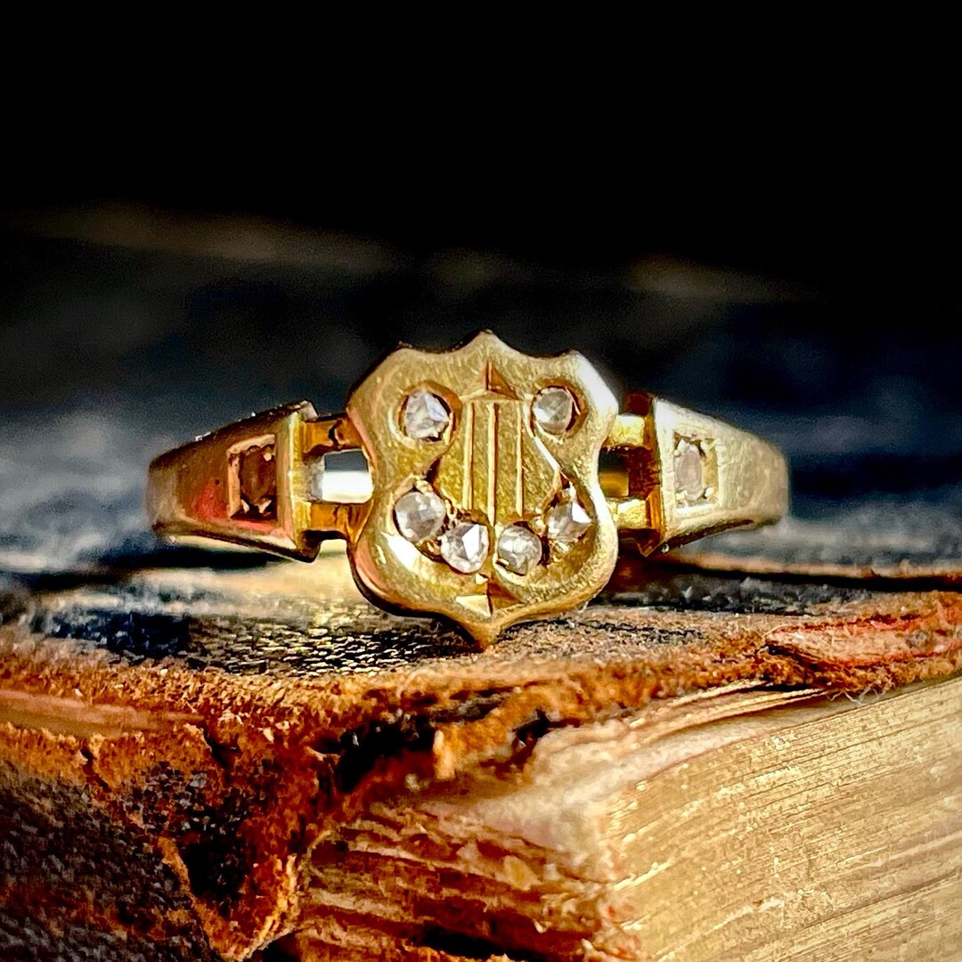 Victorian Diamond & Pearl Harp Ring in 18 Carat Gold, Circa 1885 - Etsy