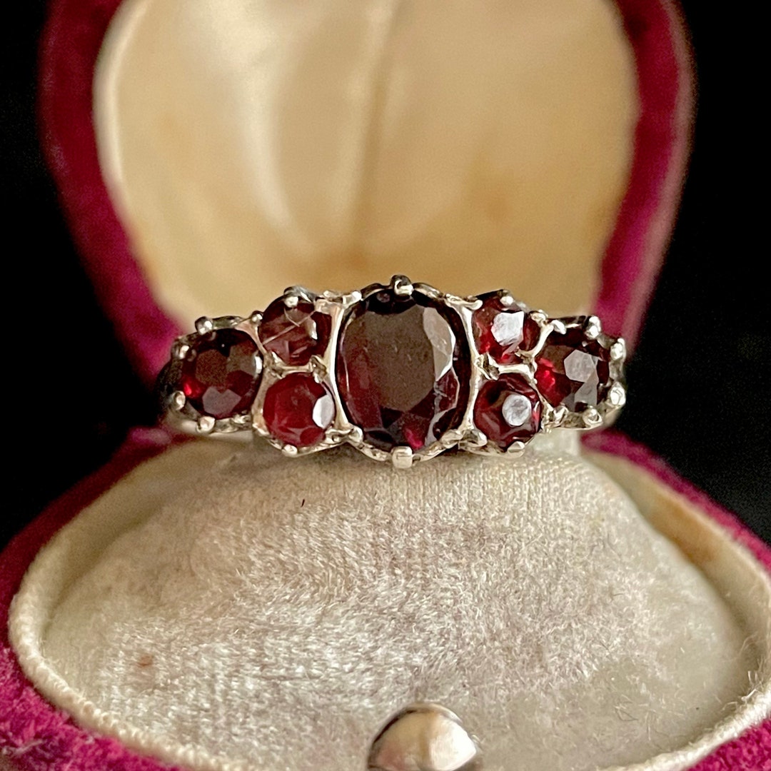 Vintage Garnet Ring in the Victorian Style in Silver; Circa 1970 - Etsy