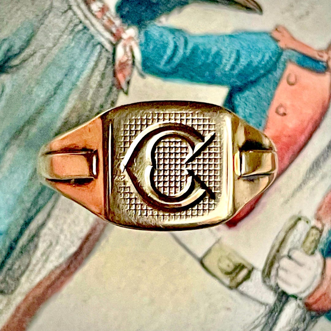 Vintage Letter 'C' Signet Ring in 9 Carat Gold Circa 1958 - Etsy