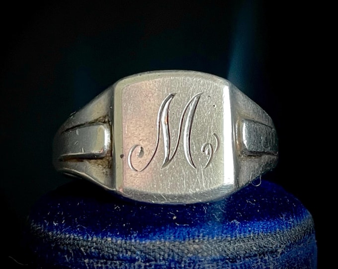 Antique 'M' Signet Ring With Engraving; Circa 1888 - Etsy