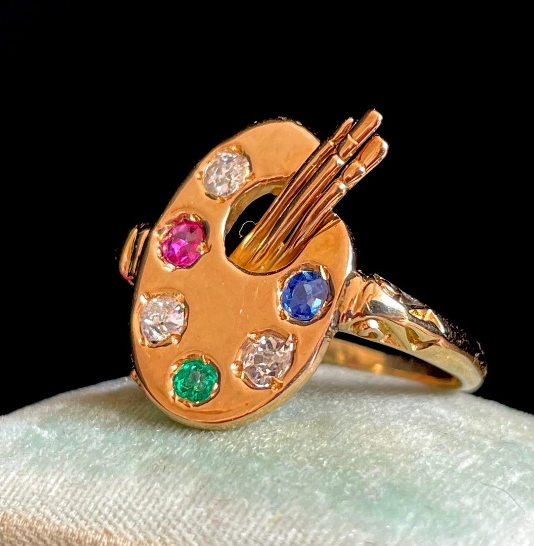Antique Painter's Palette Ring in 18 Carat Gold; Circa 1890 - Etsy