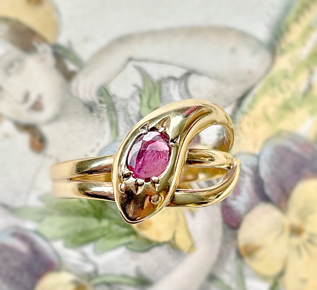 Victorian Ruby Snake Ring in 9 Carat Gold Circa 1890 - Etsy
