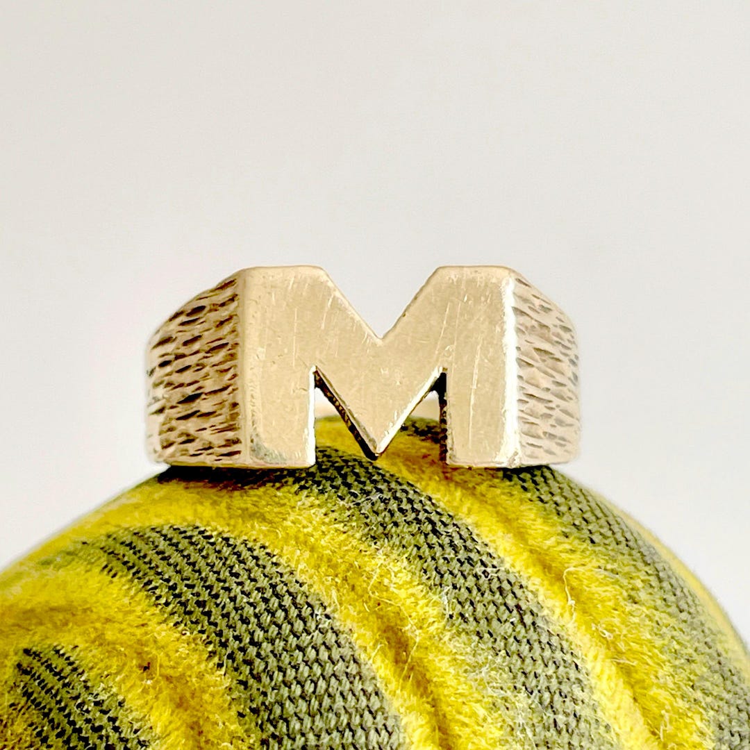 Heavy Vintage Signet 'M' Ring in 9 Carat Gold Circa 1989 - Etsy
