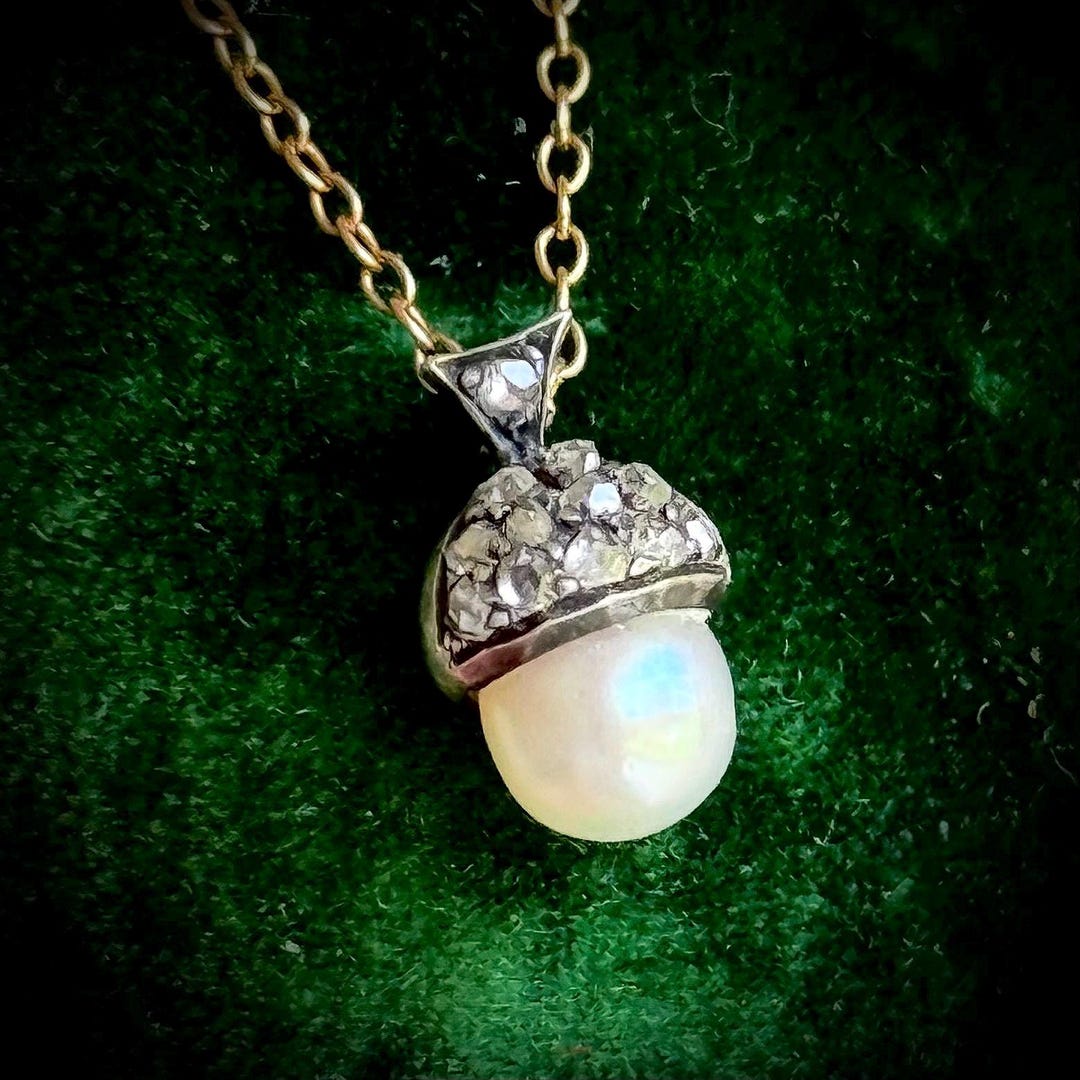 Antique Diamond Acorn & Chain in 9 Carat Gold; Circa 1898 - Etsy