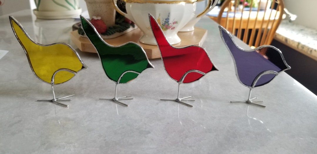 Stained Glass Birdie Window Sitters A Flock Of 4 You Can Pick The ...