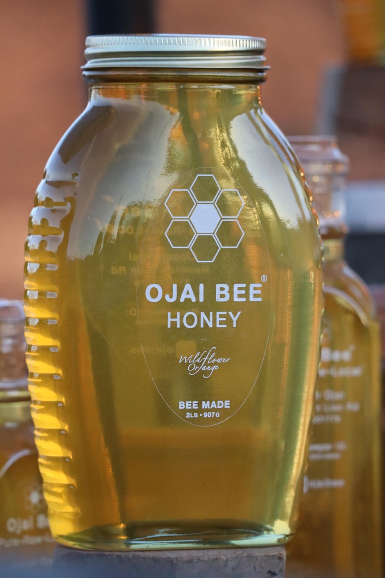 Ojai Bee Honey, 2lb Queenline Glass Jar of Organic, Pure, Raw, Unfiltered, Virgin Honey From the ...