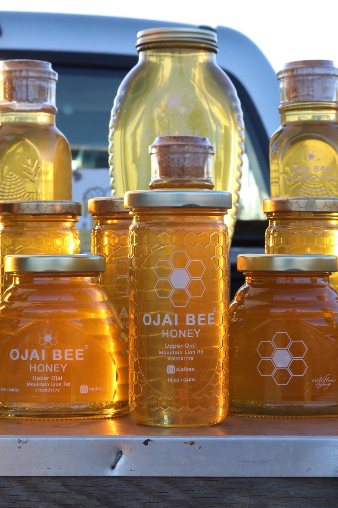 Ojai Bee Honey, 12oz Comb Glass Jar of Organic, Pure, Raw, Unfiltered, Virgin Honey From the ...