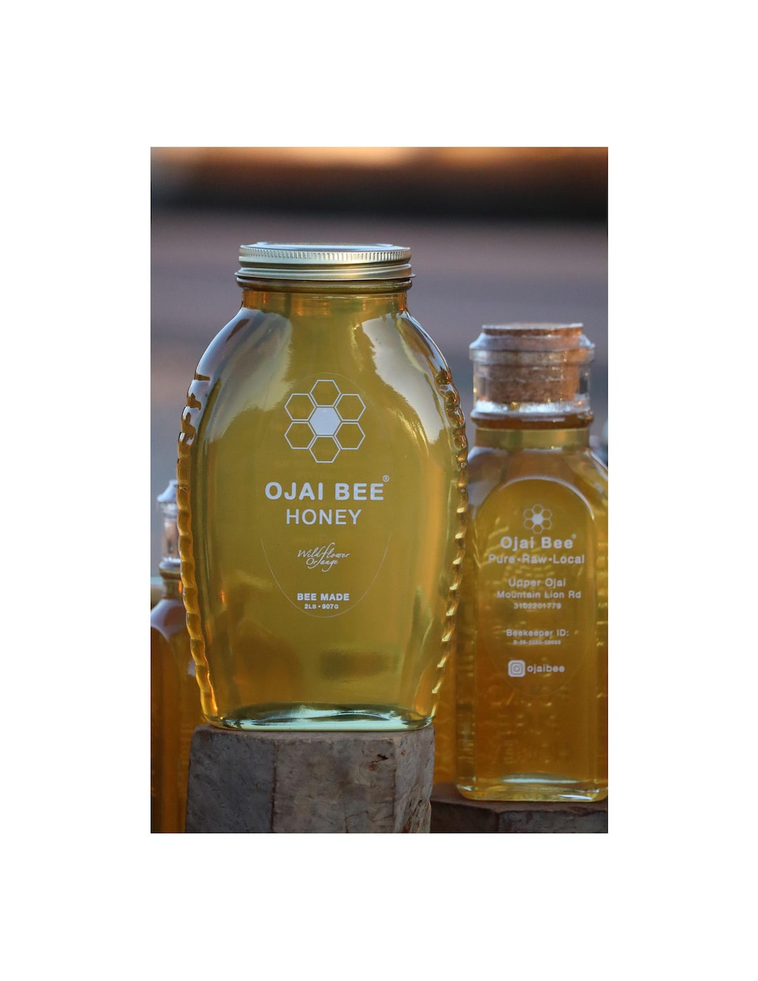 Ojai Bee Honey, 2lb Queenline Glass Jar of Organic, Pure, Raw ...