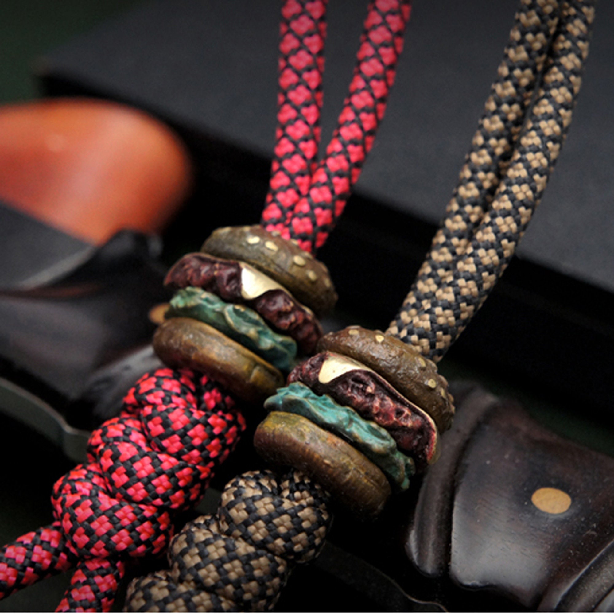 Paracord Bead "cheeseburger Hamburger" Knife Bead-lanyard Bead-edc Bead ...