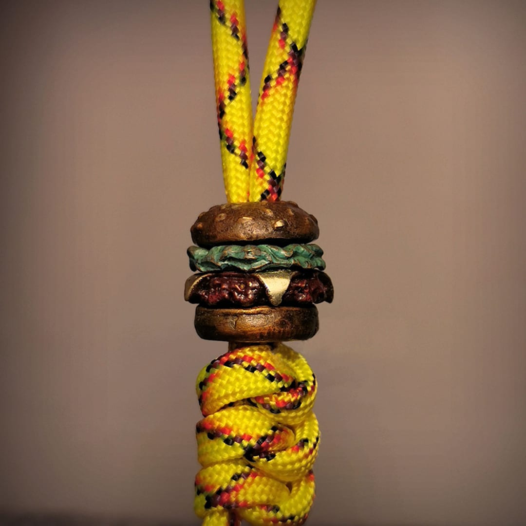 Paracord Bead "cheeseburger Hamburger" Knife Bead-lanyard Bead-edc Bead ...
