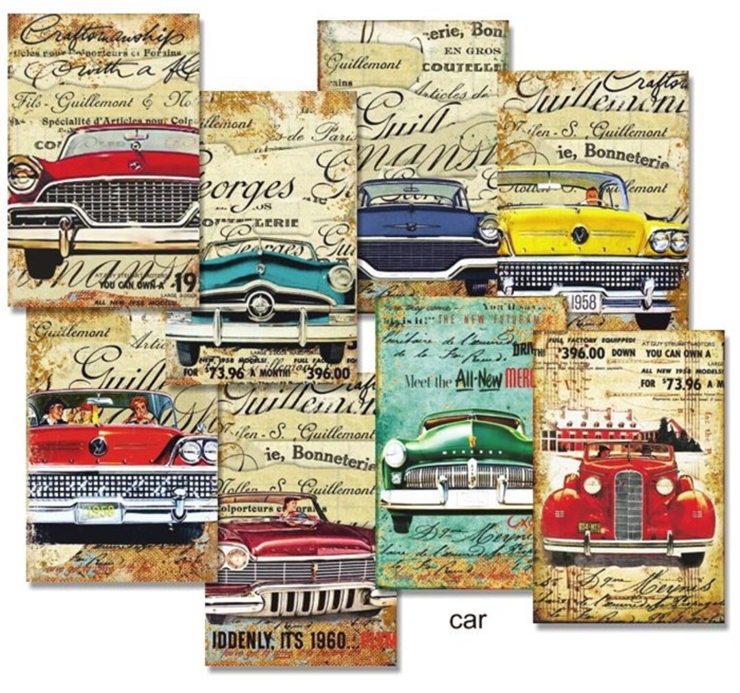 Mini Paper Set, Nostalgia, Cars, 24 Sheets, 7 X 10.8 Cm, M96 - Etsy
