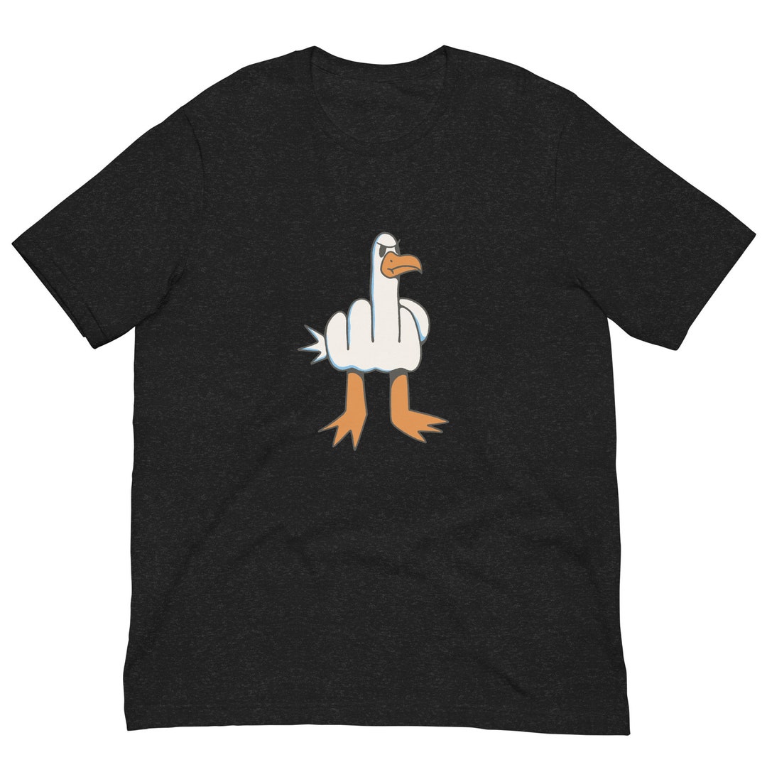 Funny Angry Seagull Cartoon T-shirt - Sarcastic Middle Finger Bird ...